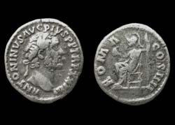Antoninus Pius, Denarius, Roma reverse, Noble Roman Coins
