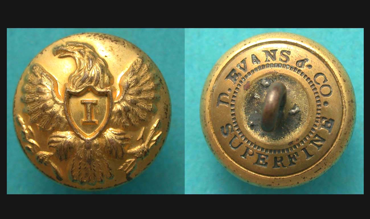US Federal Army Civil War Infantry Officers Button, Noble Roman Coins