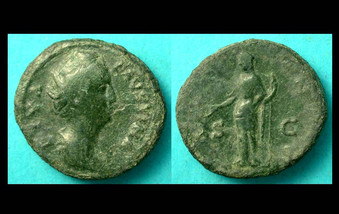 Faustina I, Memorial Issue, Dupondius, Juno Reverse, Noble Roman Coins