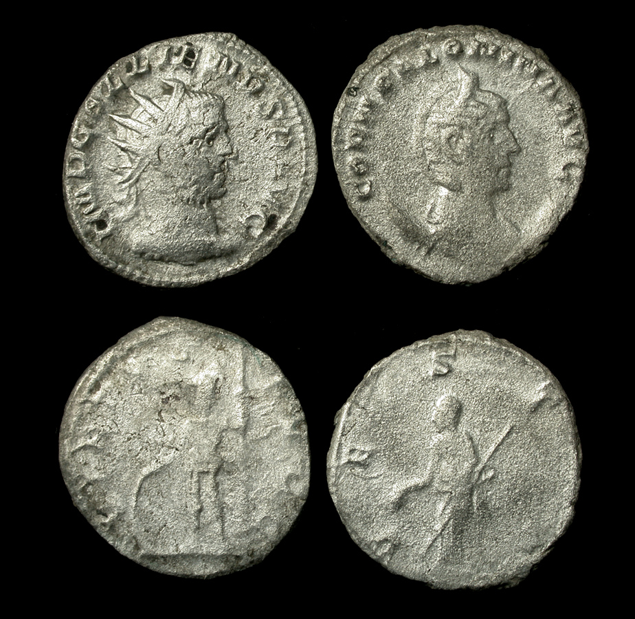 Gallienus and Salonina, Billon Antoninianus, 2-Pack!, Noble Roman Coins