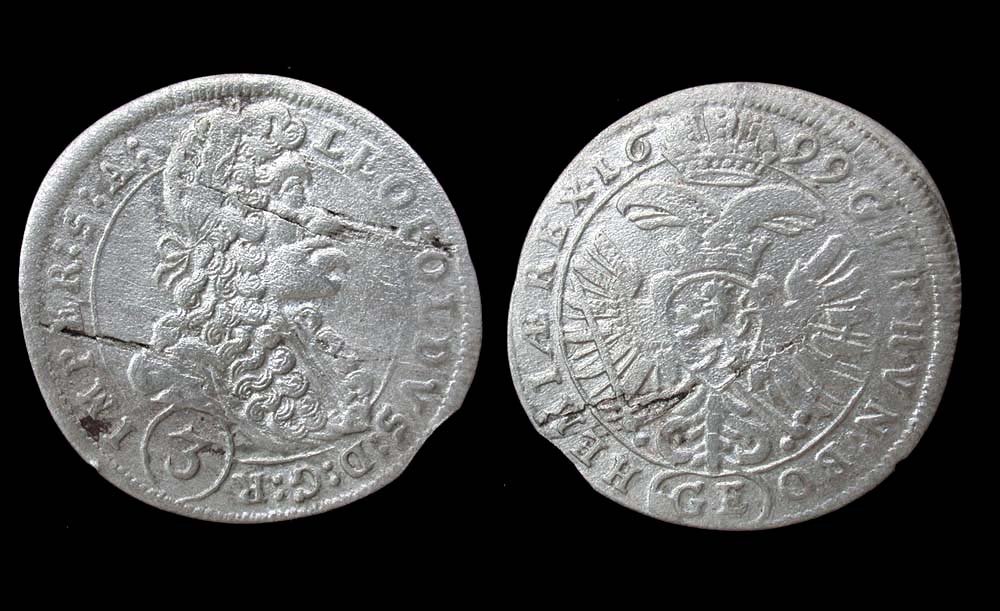 Hungary, Leopold I (the Hogmouth), German States, Silesia, 3 Kreuzer ...