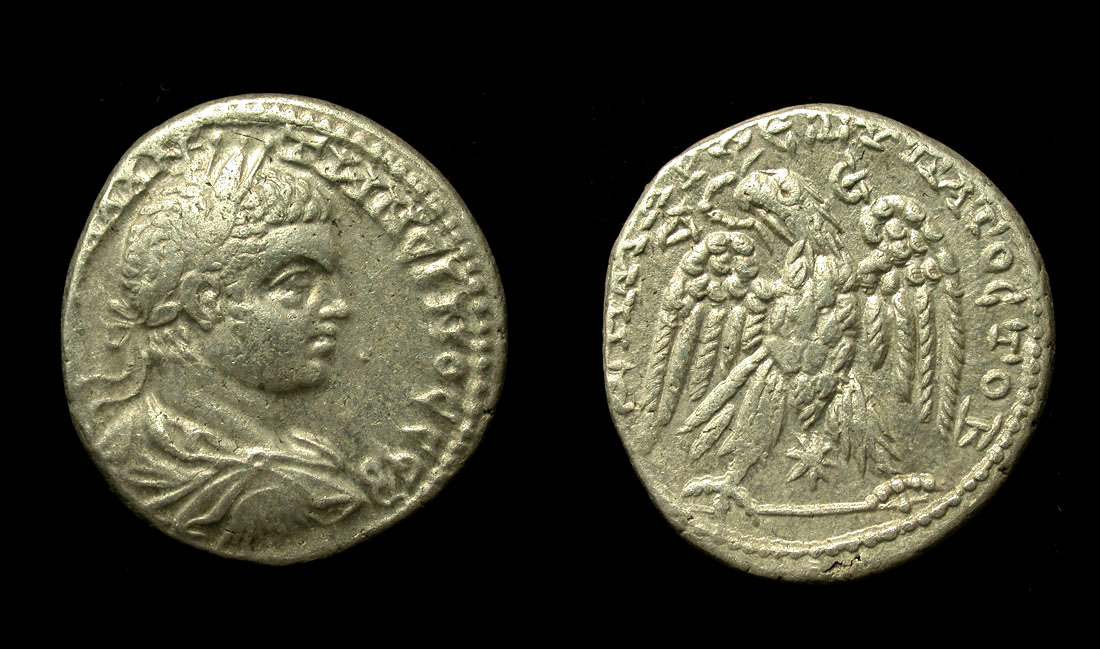 Syria, Elagabalus, Tetradrachm, Eagle reverse, Noble Roman Coins