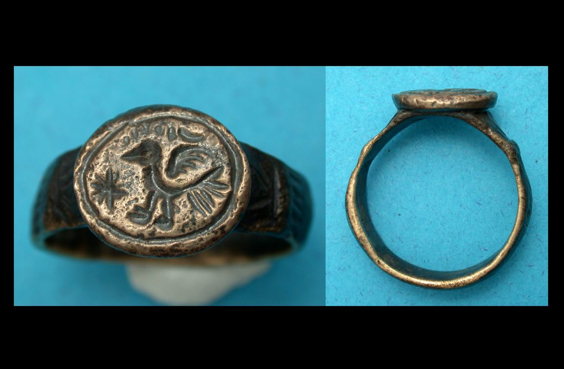 Ring, Medieval, Men's, Walking Stork Intaglio, ca. 11th-16th Cent ...