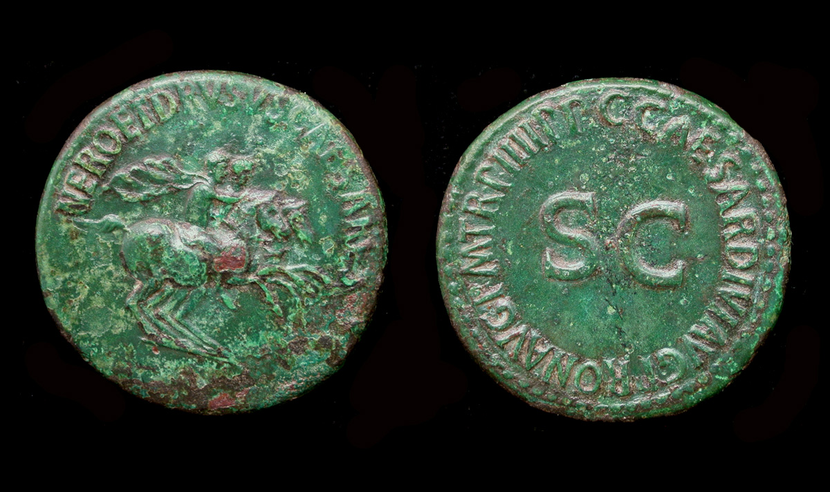 Nero and Drusus Caesars, Dupondius, Very Rare!, Noble Roman Coins