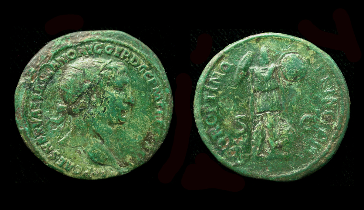 Trajan, Dupondius, Victory Trophy Reverse, Noble Roman Coins