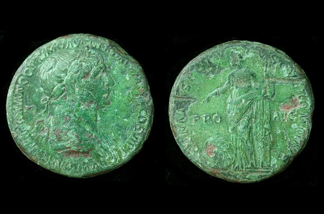 Trajan, Sestertius, Senatus reverse, Beautiful!, Noble Roman Coins