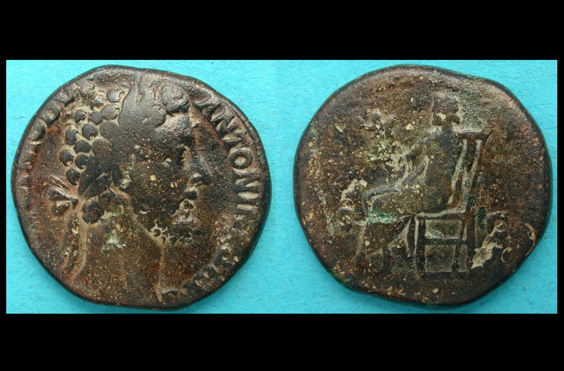 Commodus, Sestertius, Jupiter Seated reverse, Noble Roman Coins