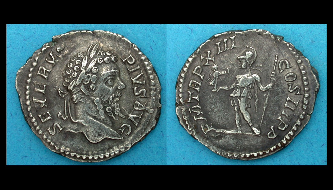 Septimius Severus, Denarius, Roma reverse, Noble Roman Coins
