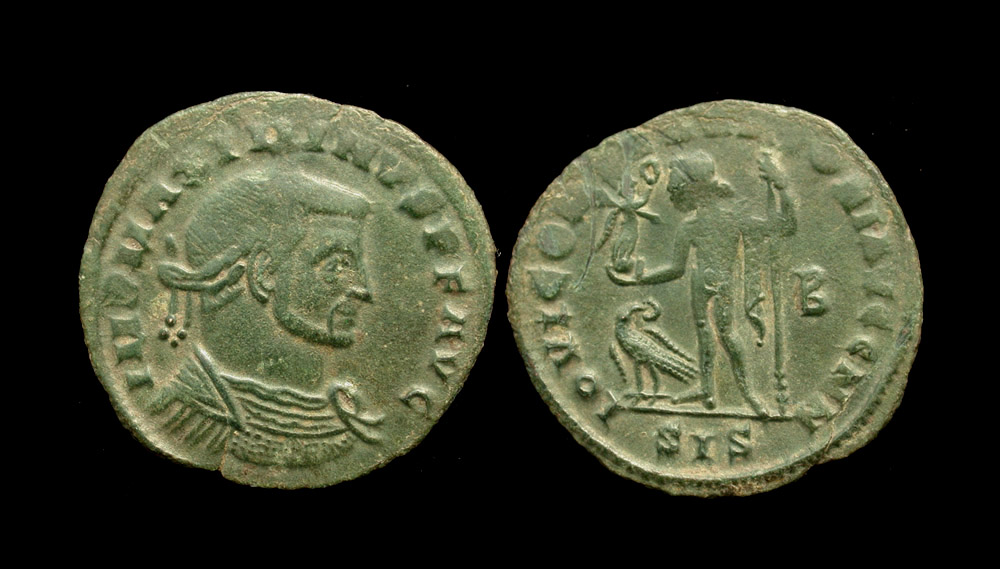 Maximinus II DAIA, Æ Reduced Follis, Siscia Mint, Jupiter reverse ...
