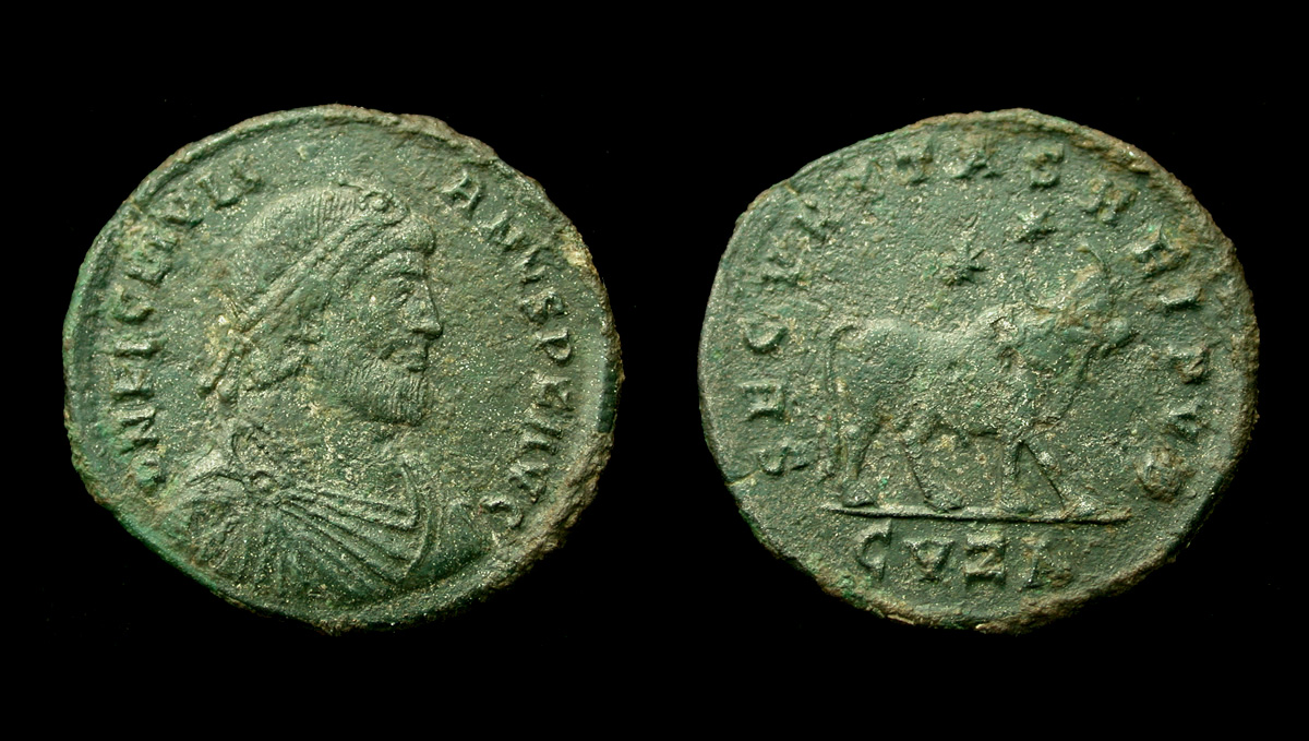 Julian II, Æ 1, Bull Reverse, Cyzicus mint, Noble Roman Coins