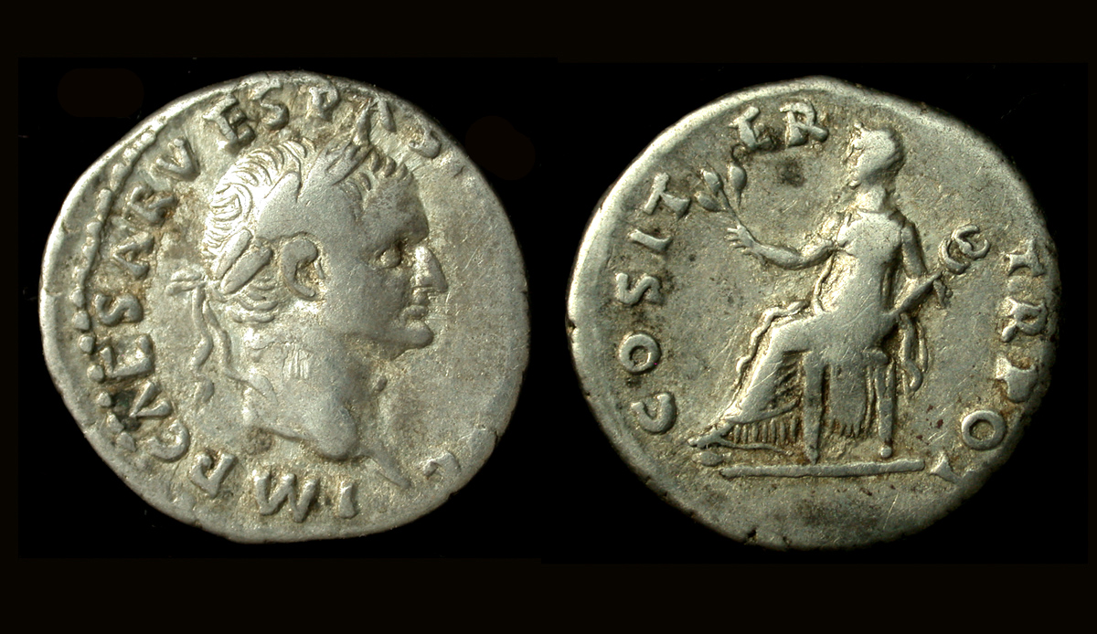 Vespasian, Denarius, Pax Reverse, Early Flavian Issue!, Noble Roman Coins